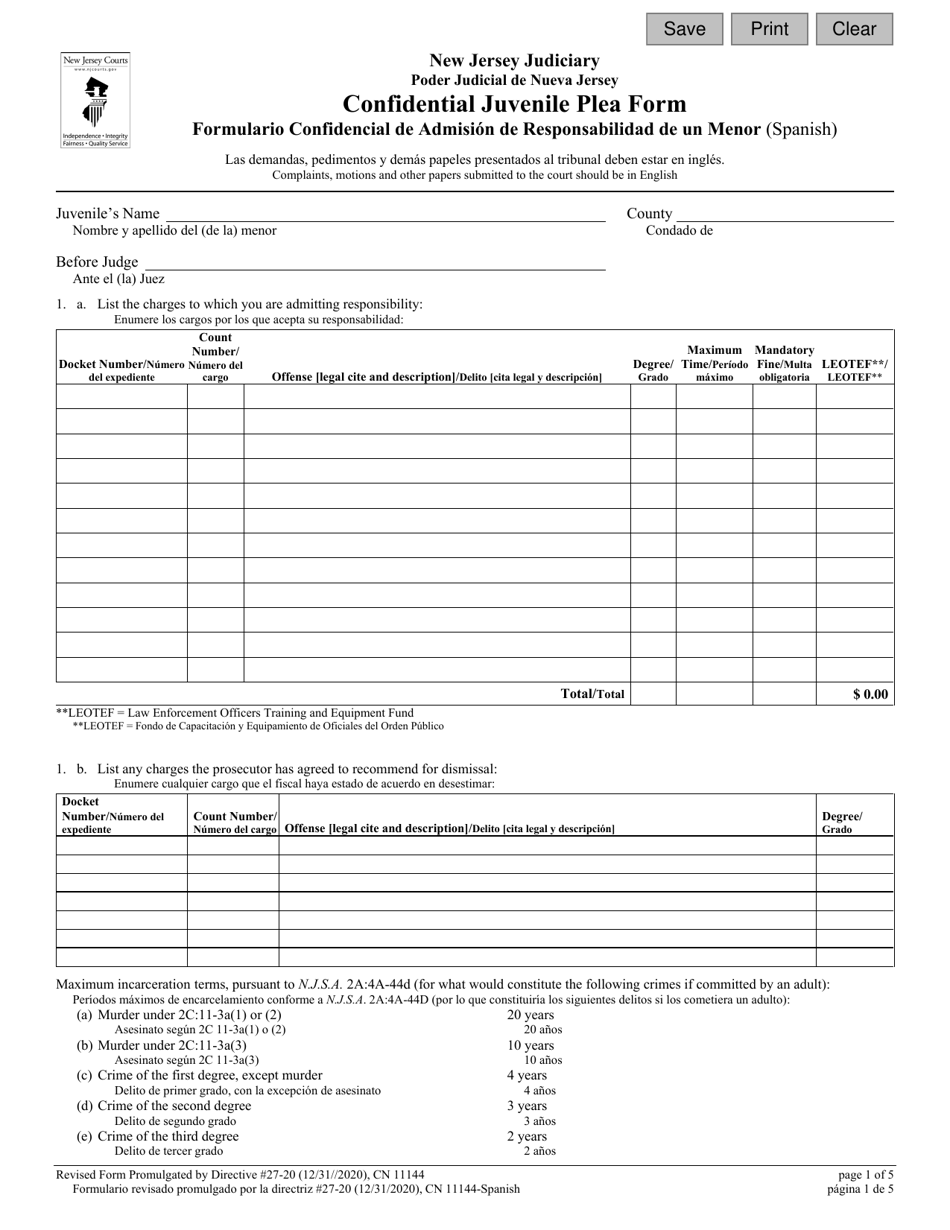 Form 11144 Download Fillable PDF or Fill Online Confidential Juvenile ...