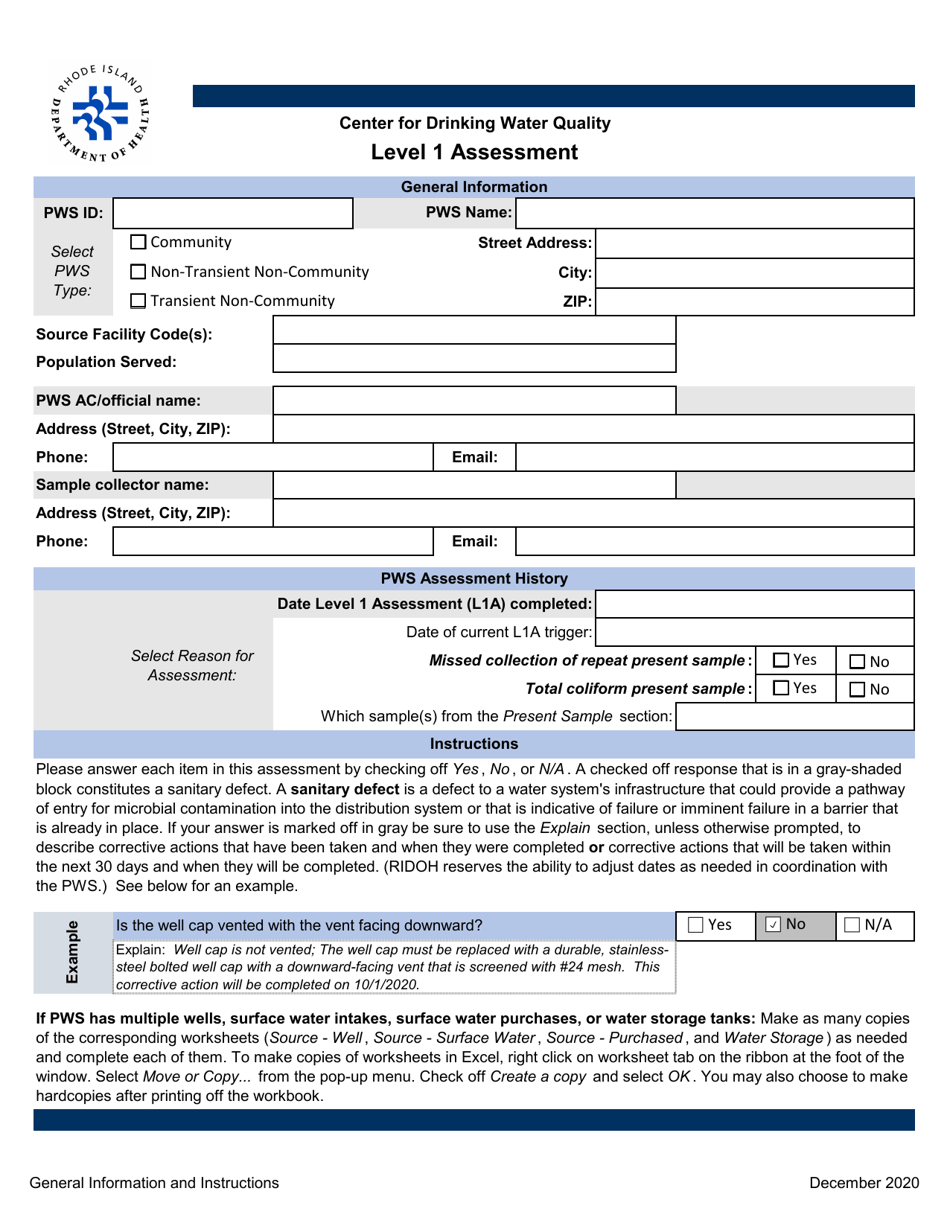 Rhode Island Level 1 Assessment - Fill Out, Sign Online and Download ...
