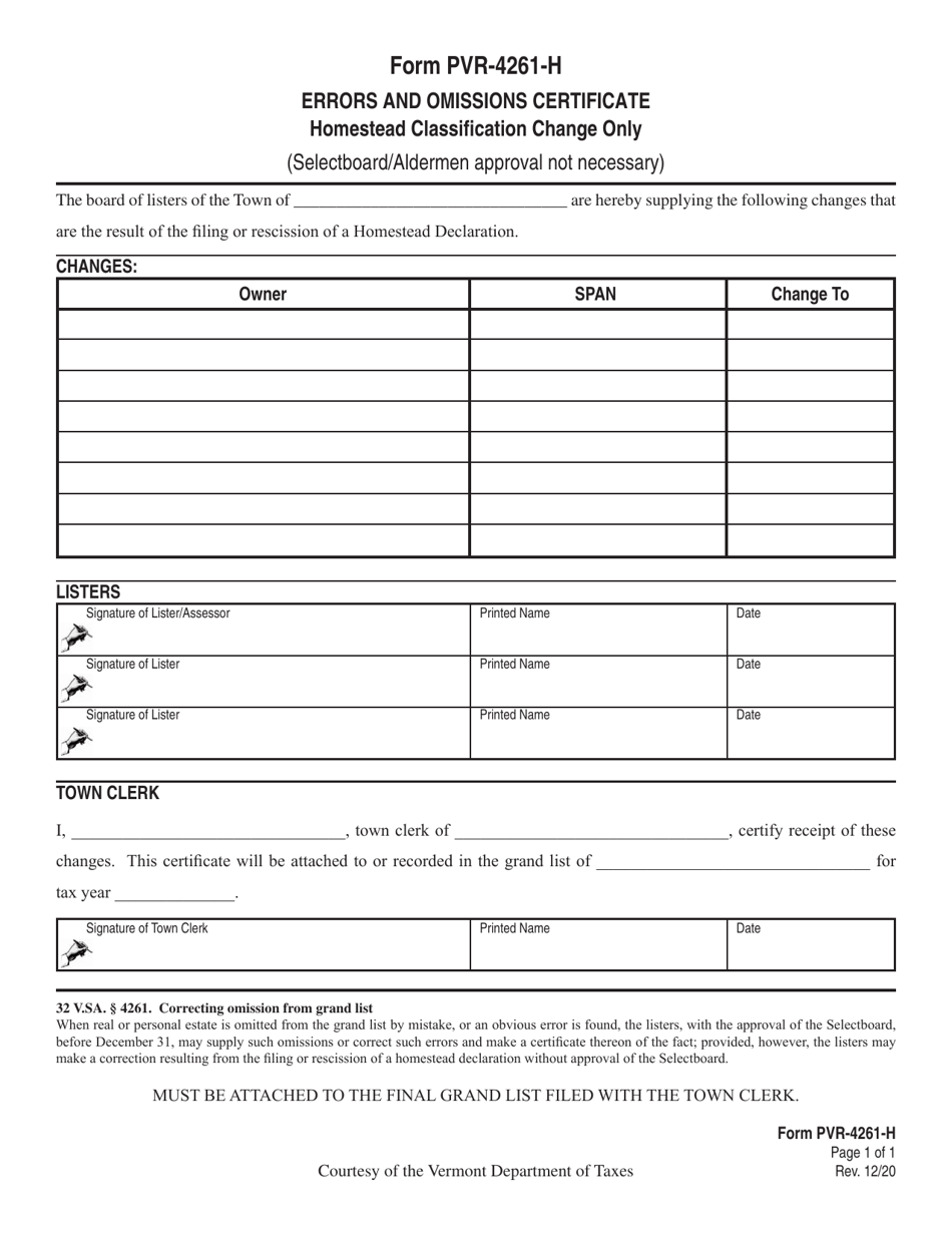 Form PVR-4261-H - Fill Out, Sign Online and Download Printable PDF ...