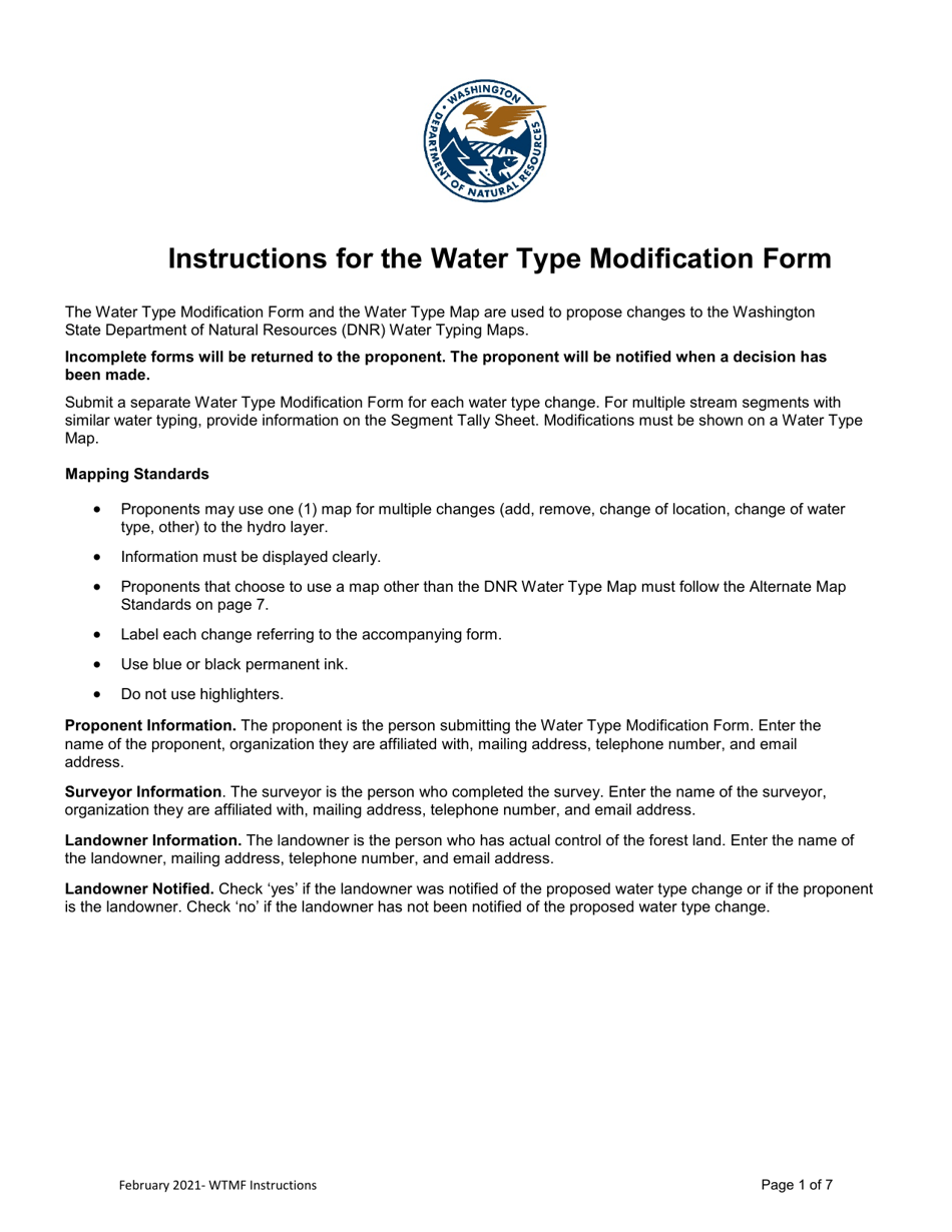 Download Instructions for Water Type Modification Form PDF 2018 — 2025 ...