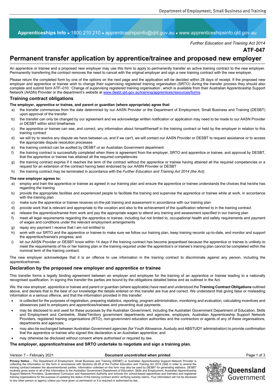 Form ATF-047 Download Fillable PDF or Fill Online Permanent Transfer ...