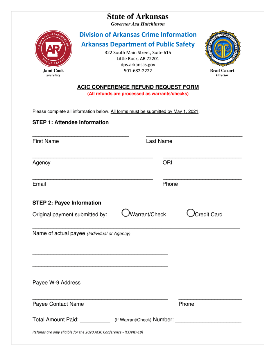2020 Arkansas Acic Conference Refund Request Form - Fill Out, Sign ...