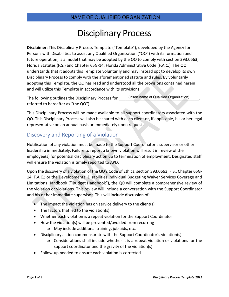 Florida Disciplinary Process Template - Fill Out, Sign Online and Download PDF | Templateroller