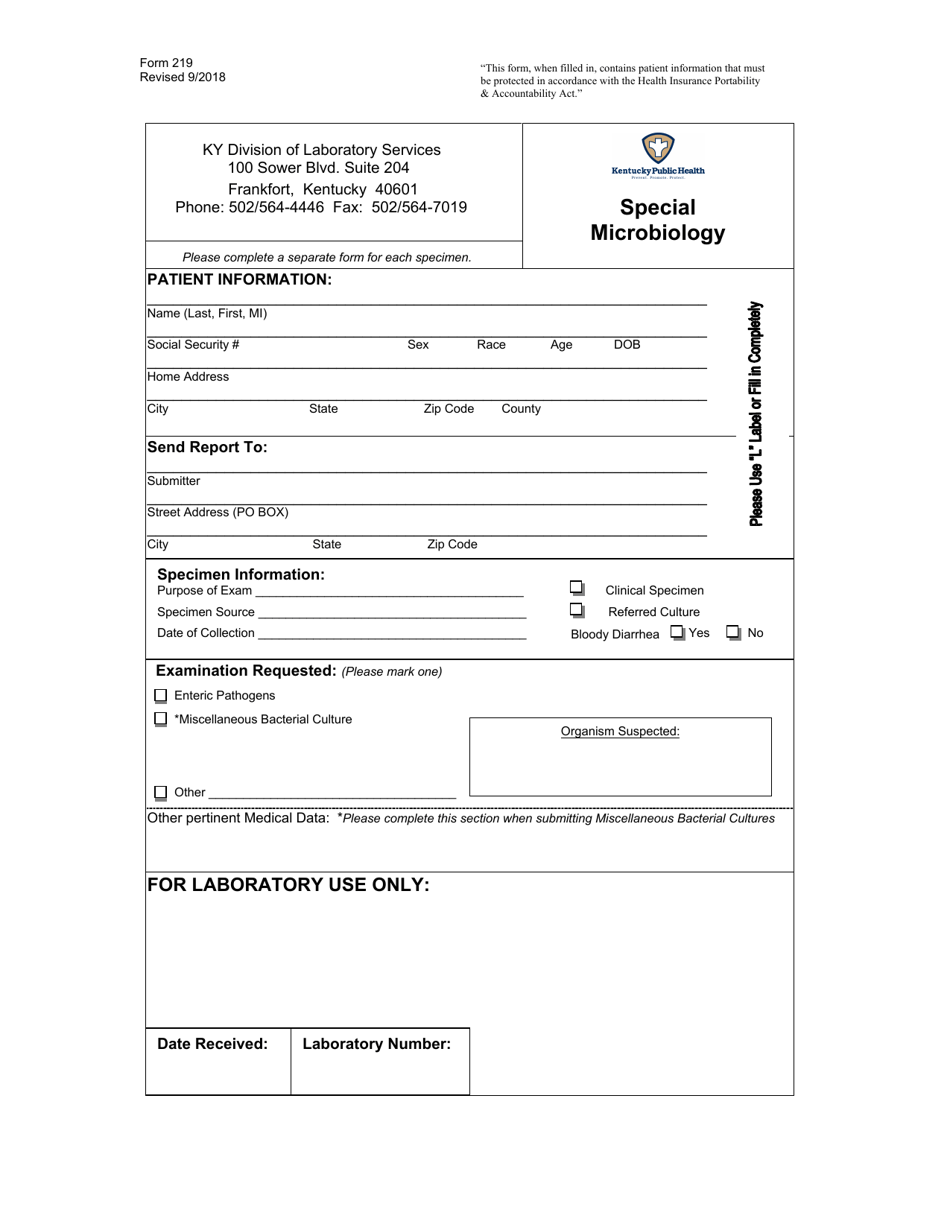 Lab Form 219 - Fill Out, Sign Online and Download Printable PDF ...