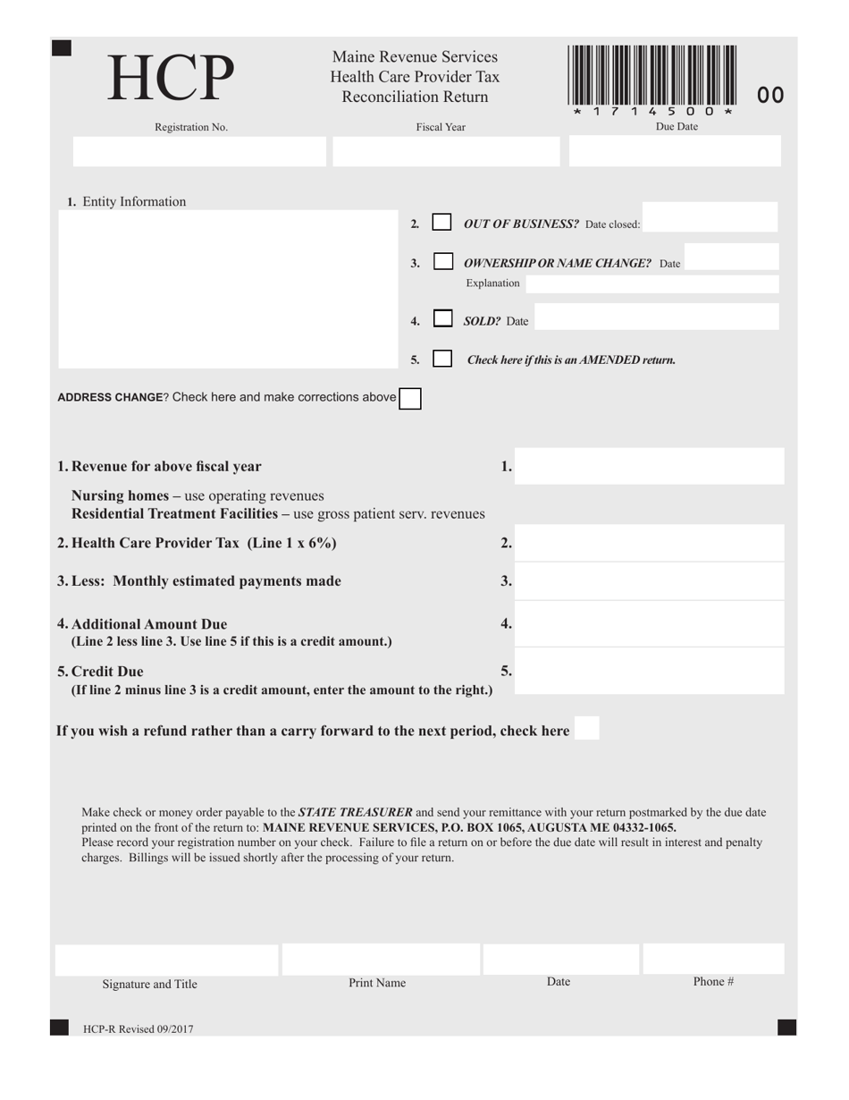 Form HCP-R - Fill Out, Sign Online and Download Fillable PDF, Maine ...