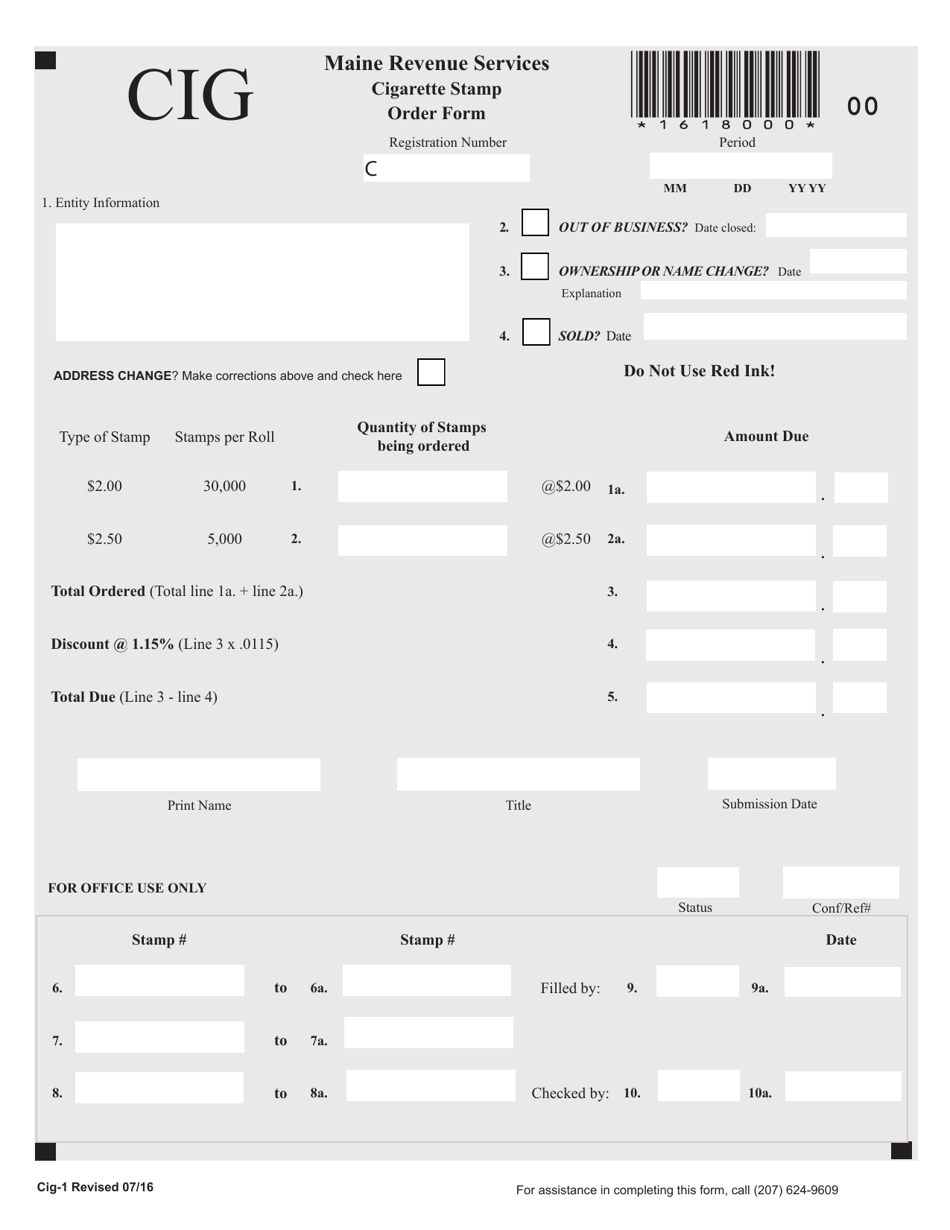 Form CIG-1 - Fill Out, Sign Online and Download Fillable PDF, Maine ...