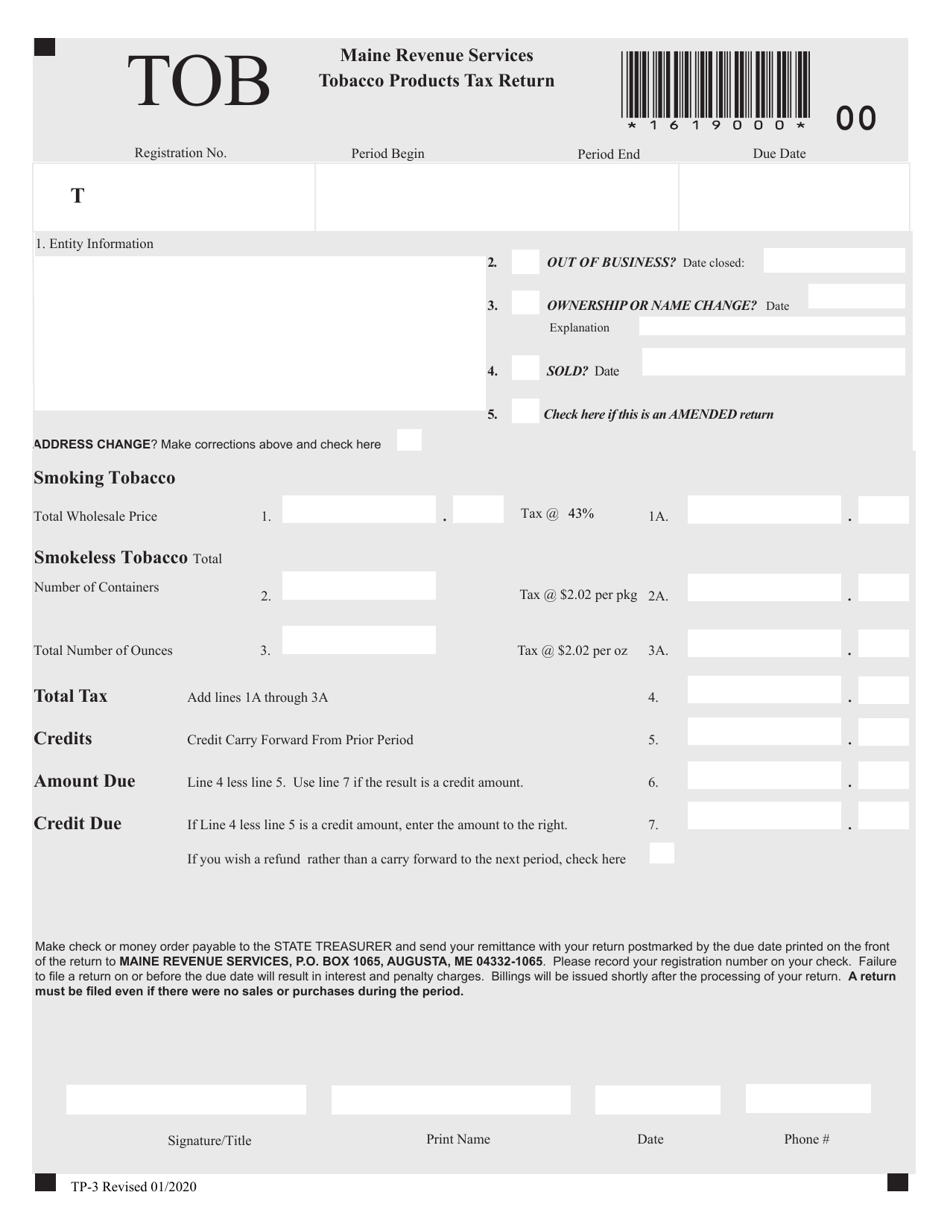 Form TP-3 - Fill Out, Sign Online and Download Fillable PDF, Maine ...