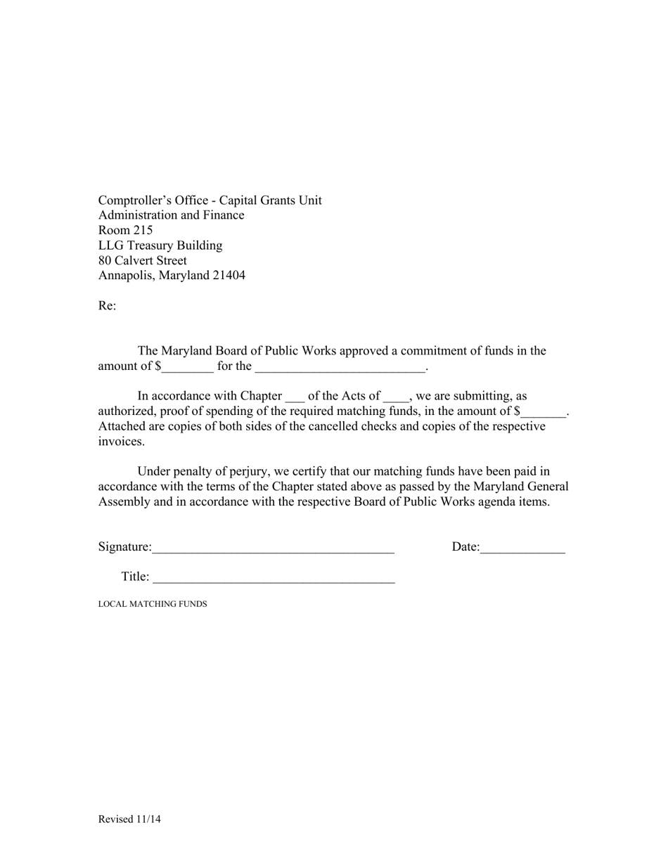 Maryland Matching Funds - Fill Out, Sign Online and Download PDF ...