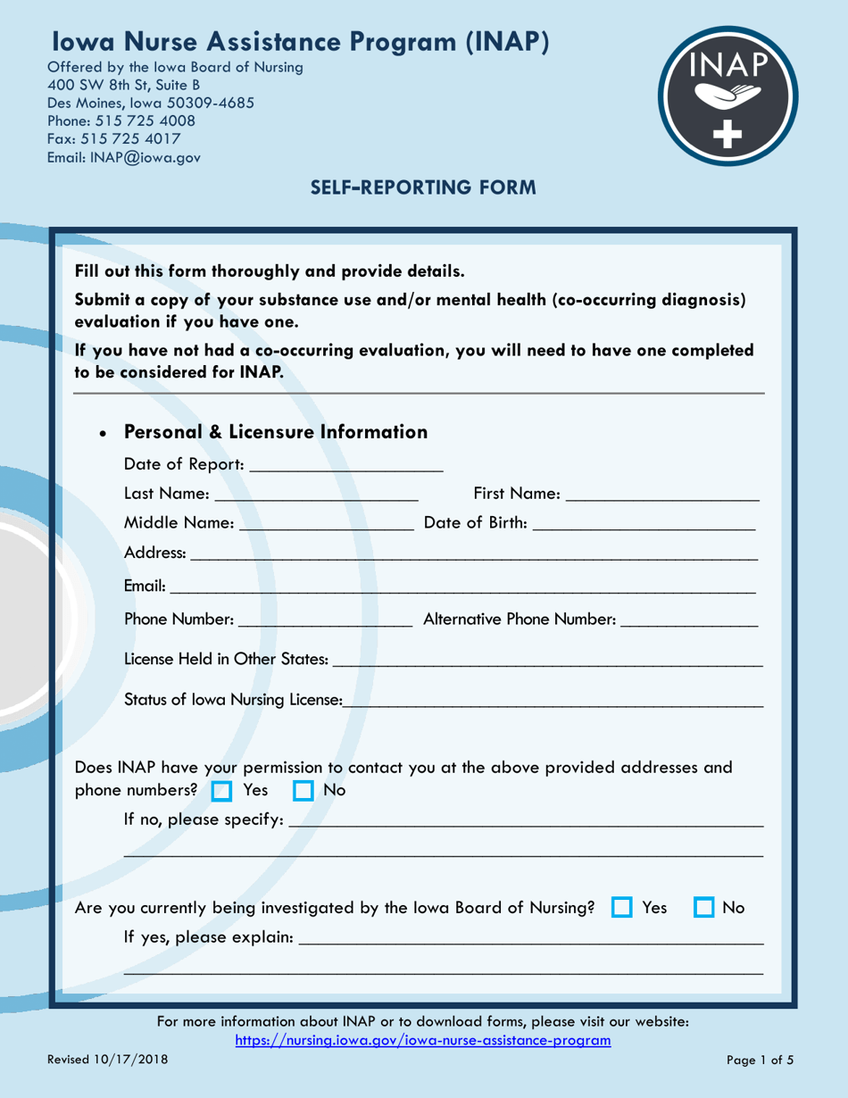Iowa Self-reporting Form - Fill Out, Sign Online and Download PDF ...