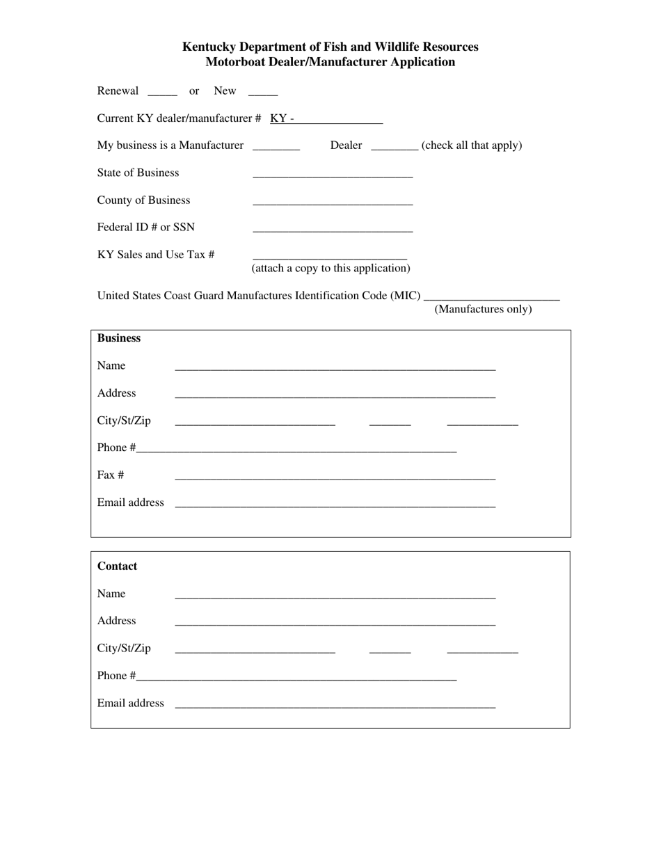 Kentucky Motorboat Dealer/Manufacturer Application - Fill Out, Sign ...