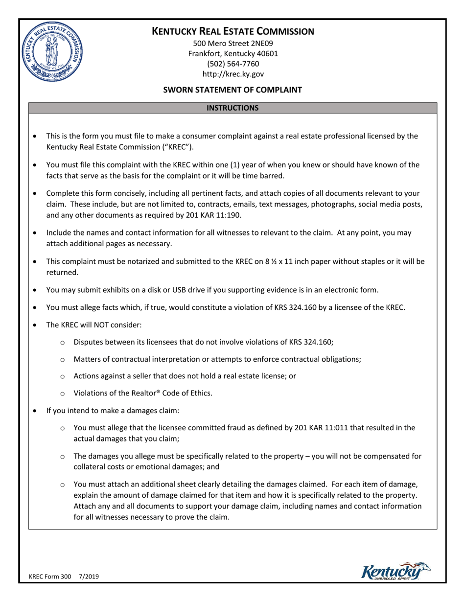 KREC Form 300 - Fill Out, Sign Online and Download Fillable PDF ...