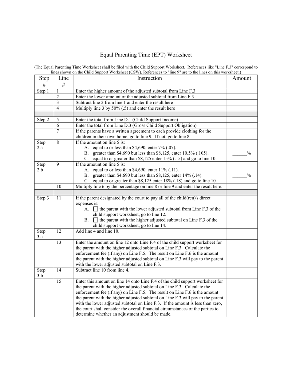 Kansas Equal Parenting Time (Ept) Worksheet - Fill Out, Sign Online and ...