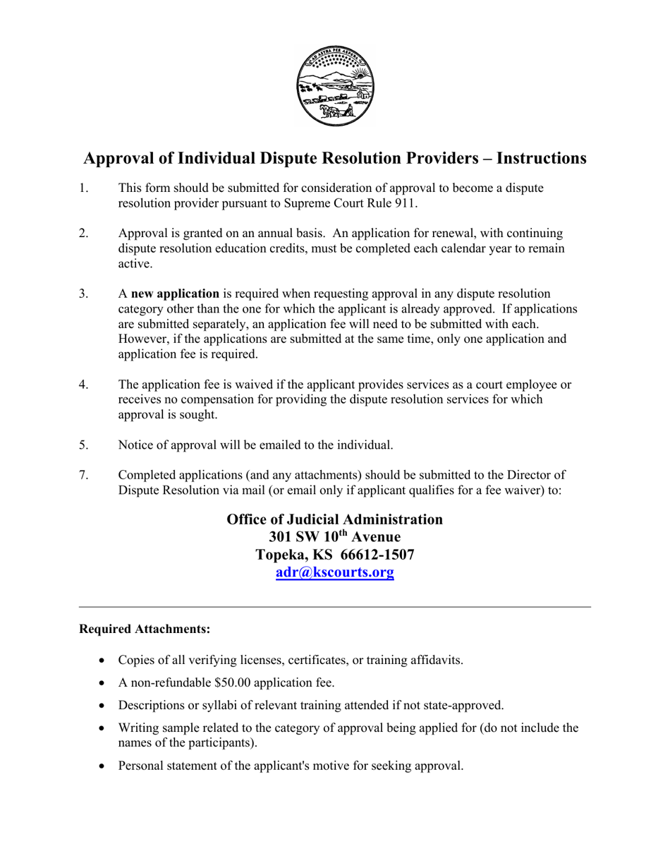 Kansas Approval of Individual Dispute Resolution Providers ...