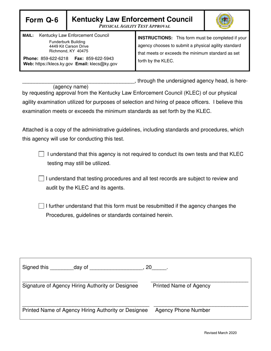 Form Q-6 - Fill Out, Sign Online and Download Printable PDF, Kentucky ...