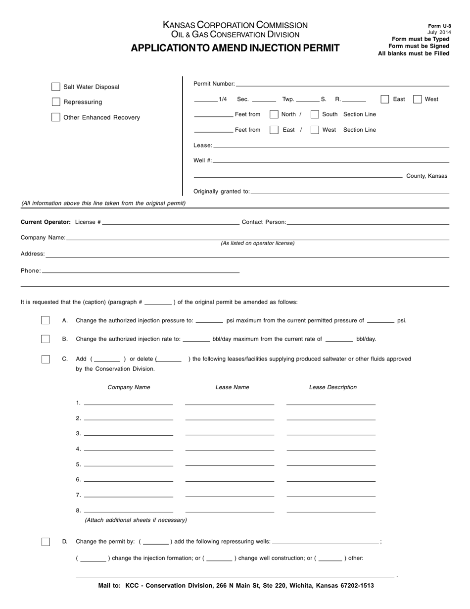 Form U-8 - Fill Out, Sign Online and Download Fillable PDF, Kansas ...