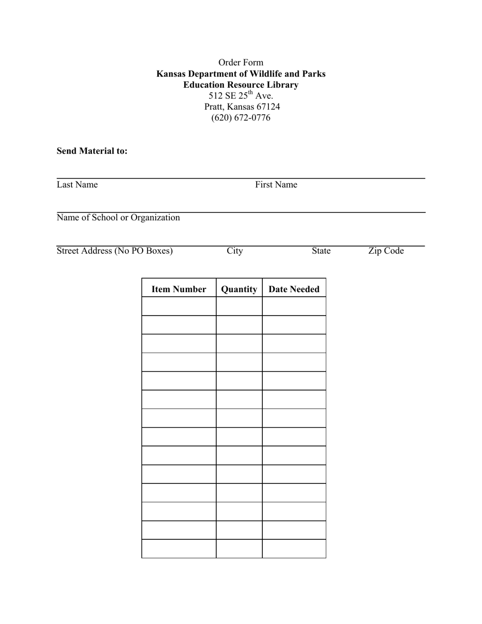 Kansas Education Resource Library Order Form - Fill Out, Sign Online ...