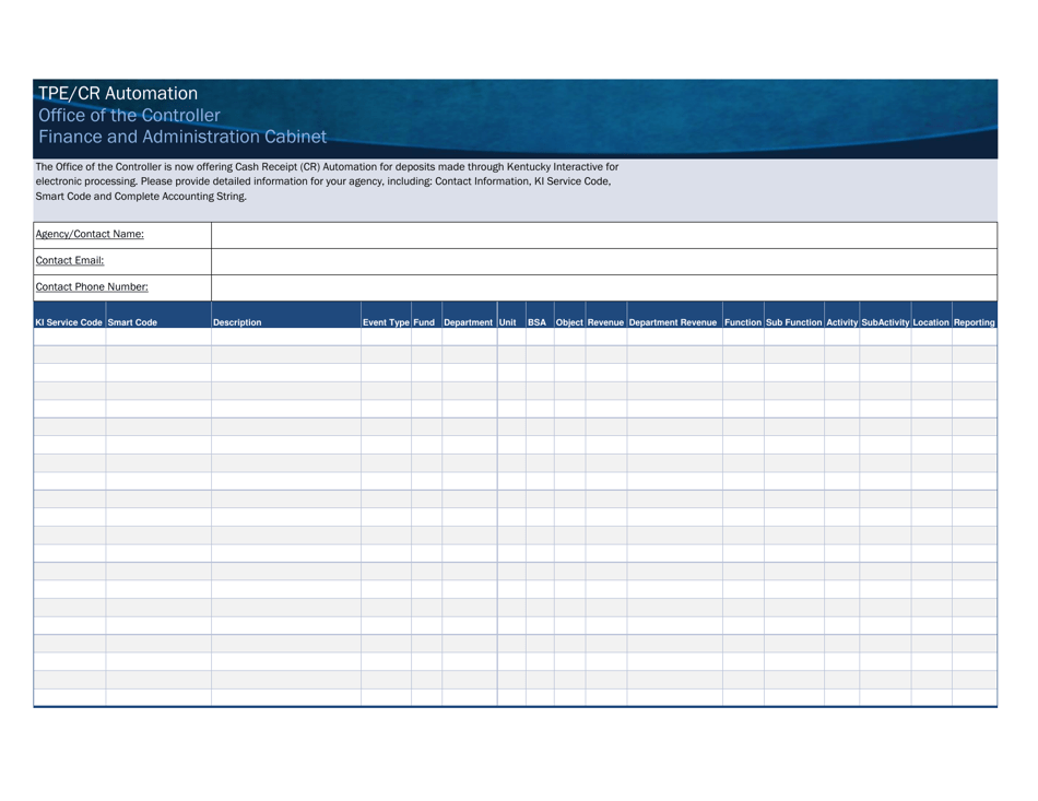 Kentucky Tpe/Cr Automation Request - Fill Out, Sign Online and Download ...