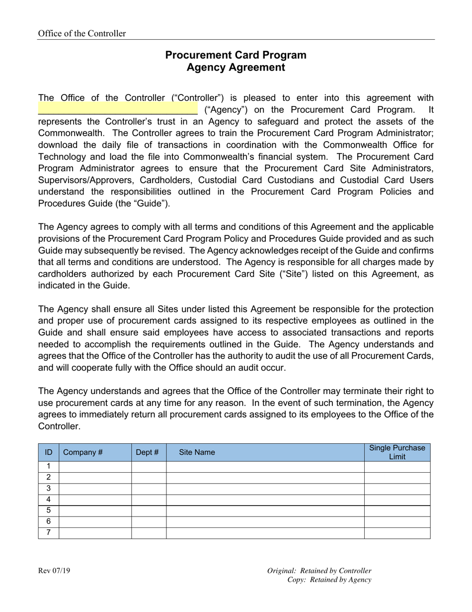 Kentucky Procurement Card Program Agency Agreement - Fill Out, Sign ...