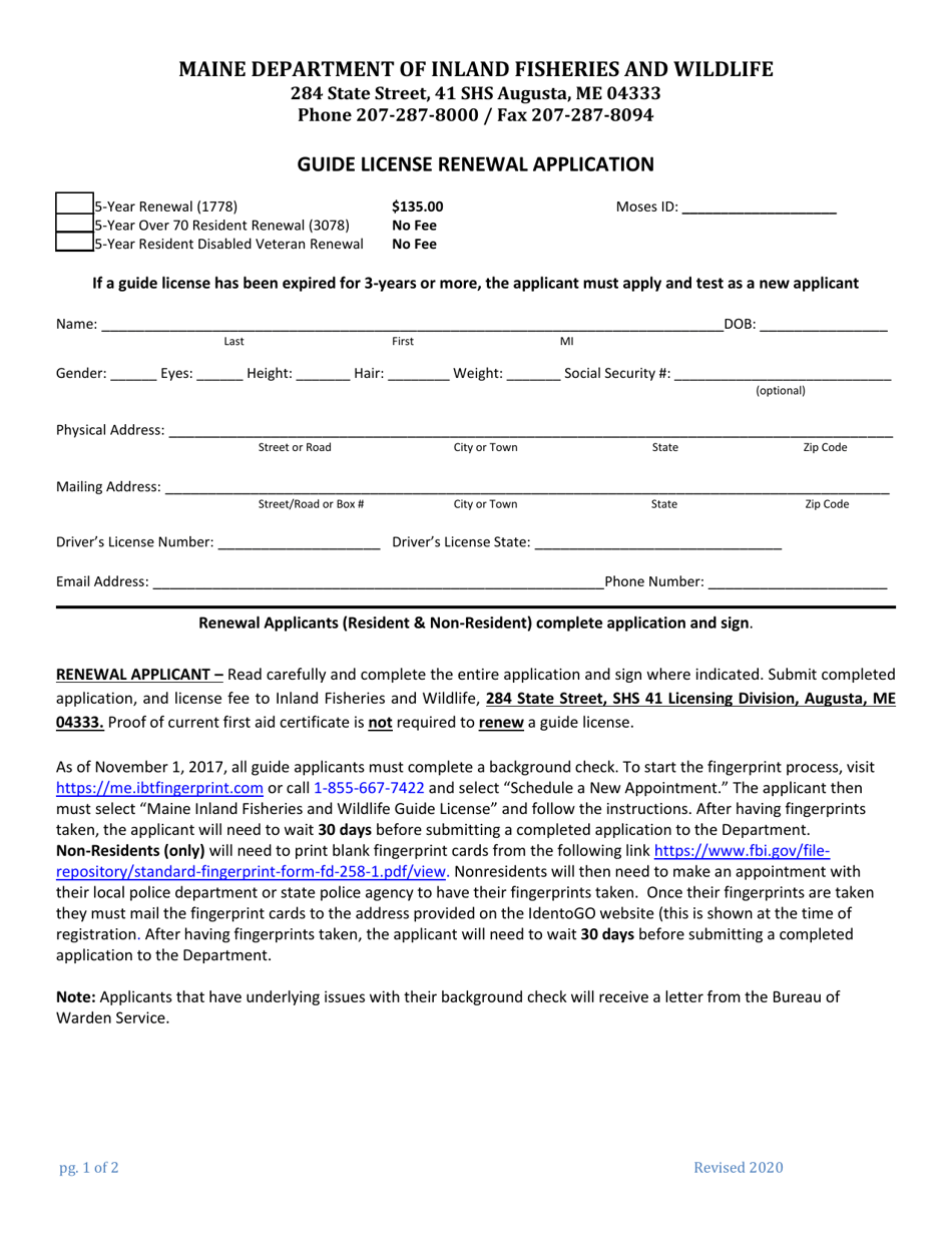 Maine Guide License Renewal Application - Fill Out, Sign Online and ...