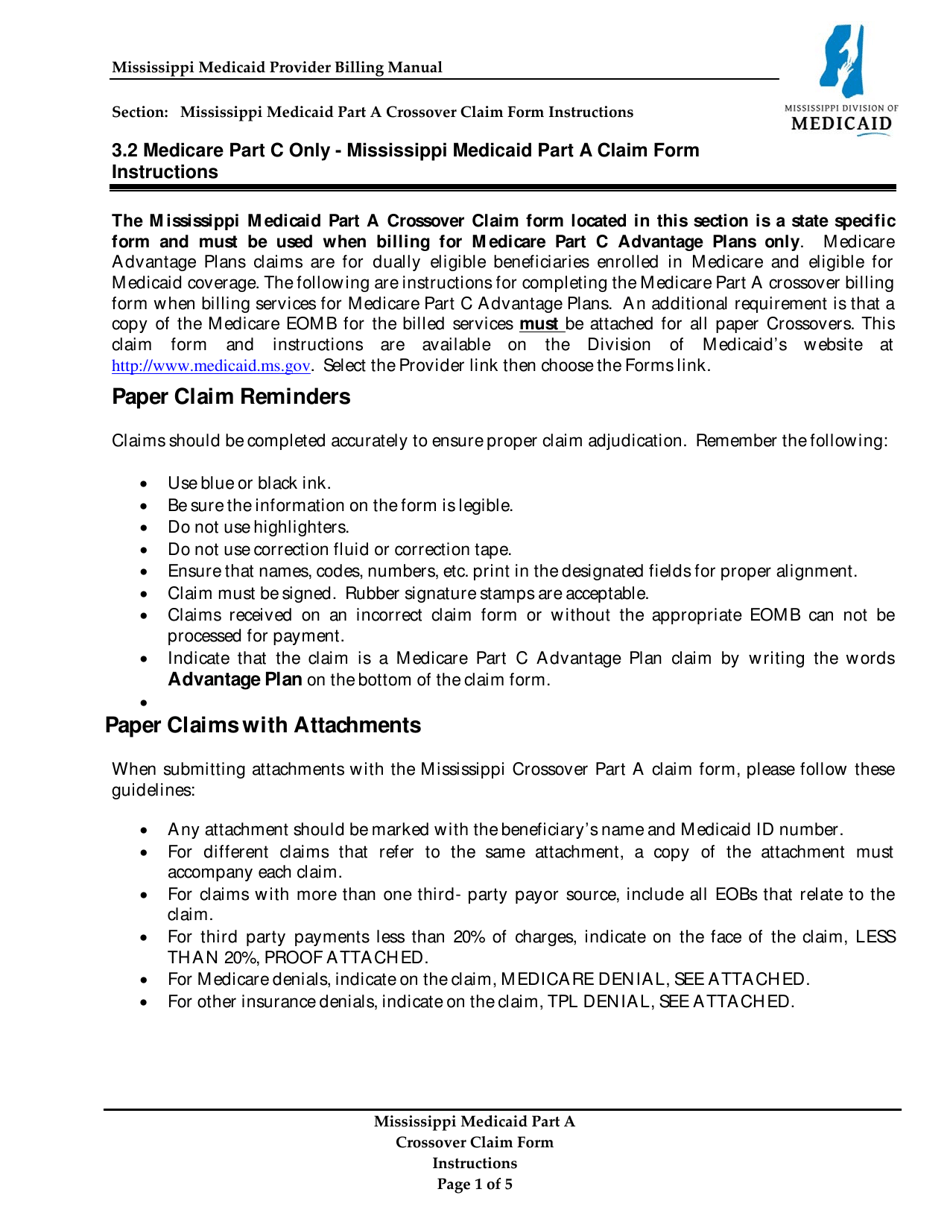 Mississippi Mississippi Crossover Claim Form - Fill Out, Sign Online ...