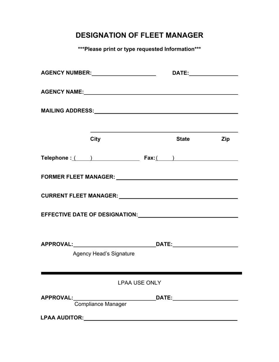 Louisiana Designation of Fleet Manager - Fill Out, Sign Online and ...