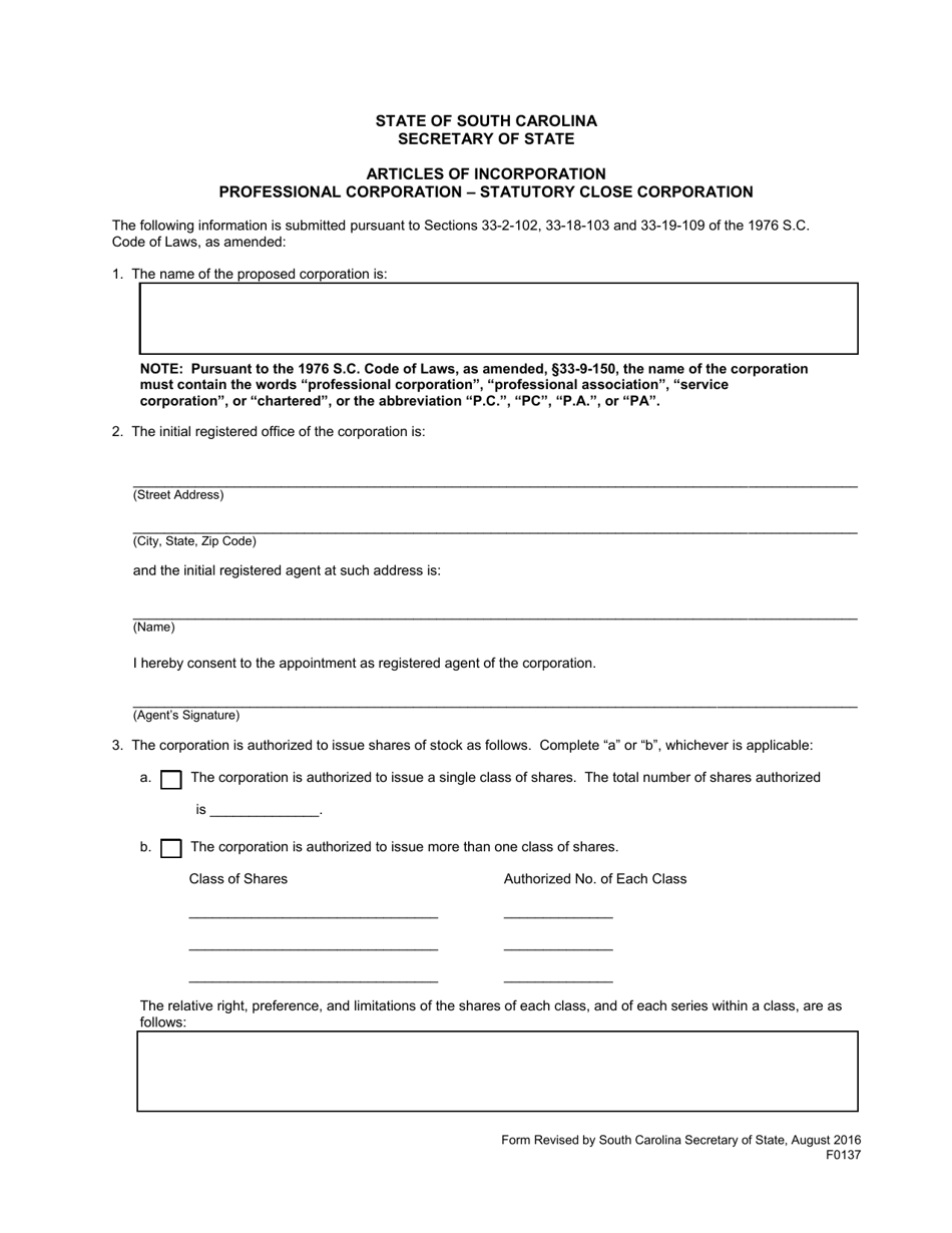 Form 0137 - Fill Out, Sign Online and Download Printable PDF, South ...