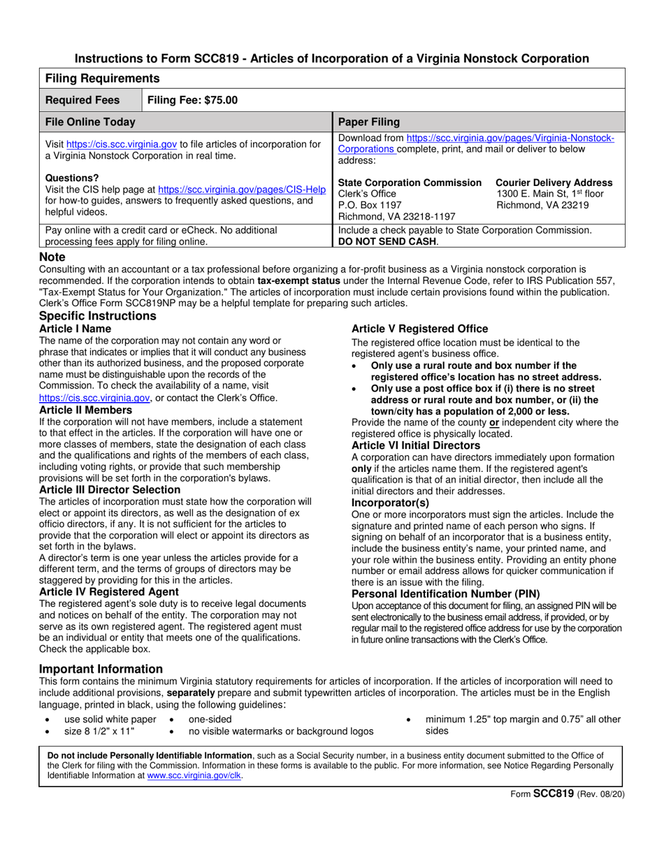 Form SCC819 - Fill Out, Sign Online and Download Printable PDF ...