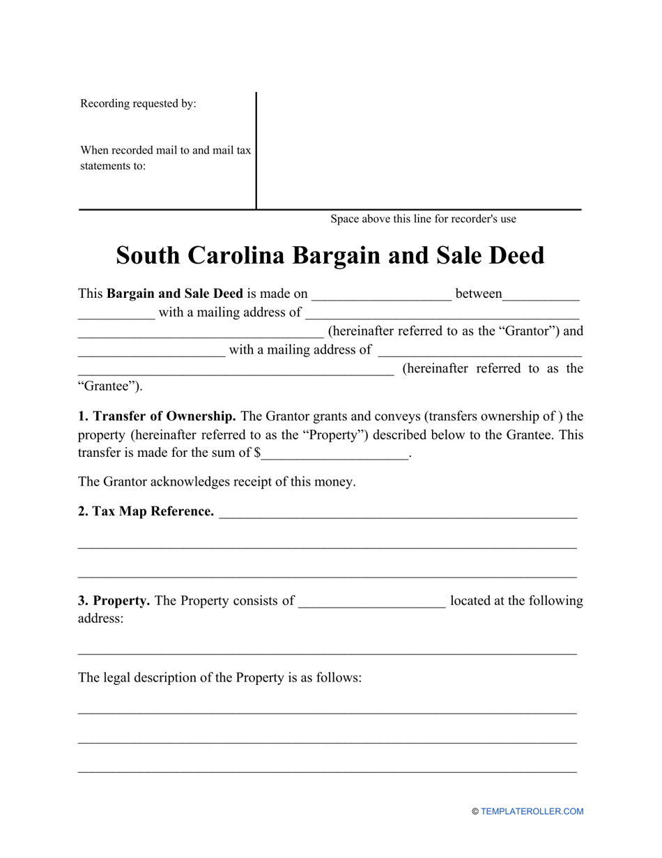 South Carolina Bargain and Sale Deed Form - Fill Out, Sign Online and ...