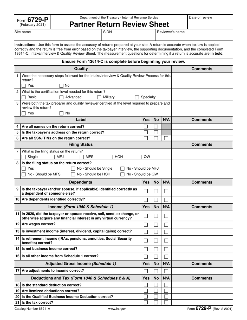 IRS Form 6729-P Download Fillable PDF or Fill Online Partner Return ...