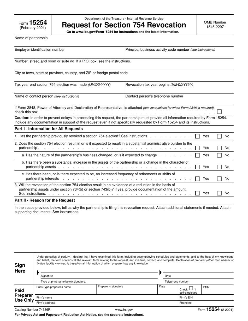 IRS Form 15254 - Fill Out, Sign Online and Download Fillable PDF ...