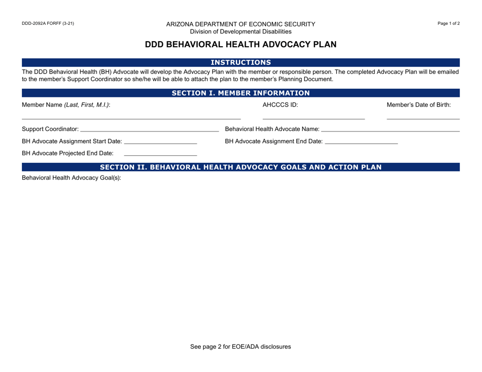 Form DDD-2092A - Fill Out, Sign Online and Download Fillable PDF ...