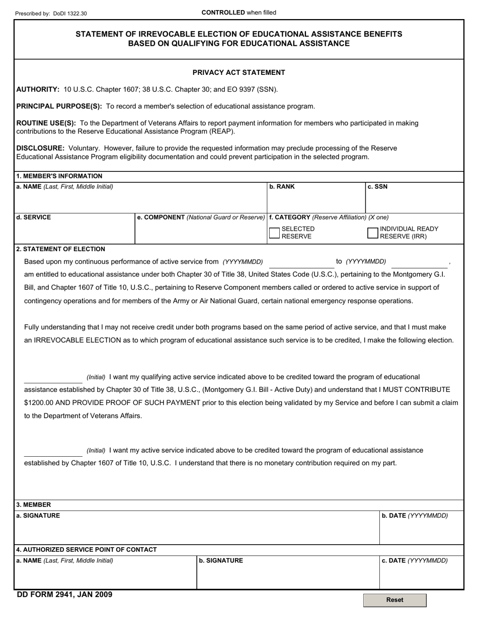 DD Form 2941 - Fill Out, Sign Online and Download Fillable PDF ...