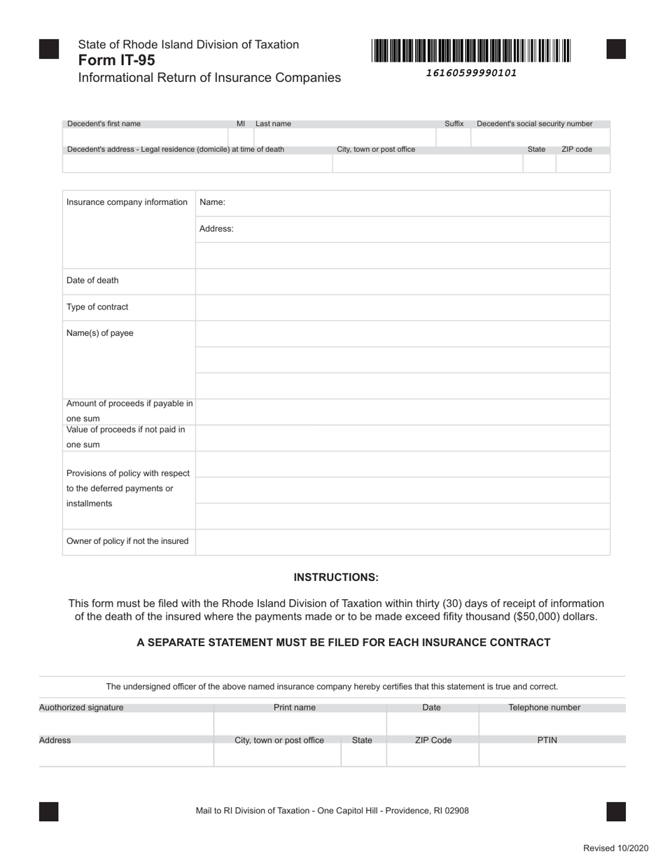 Form IT-95 Download Fillable PDF or Fill Online Informational Return of ...