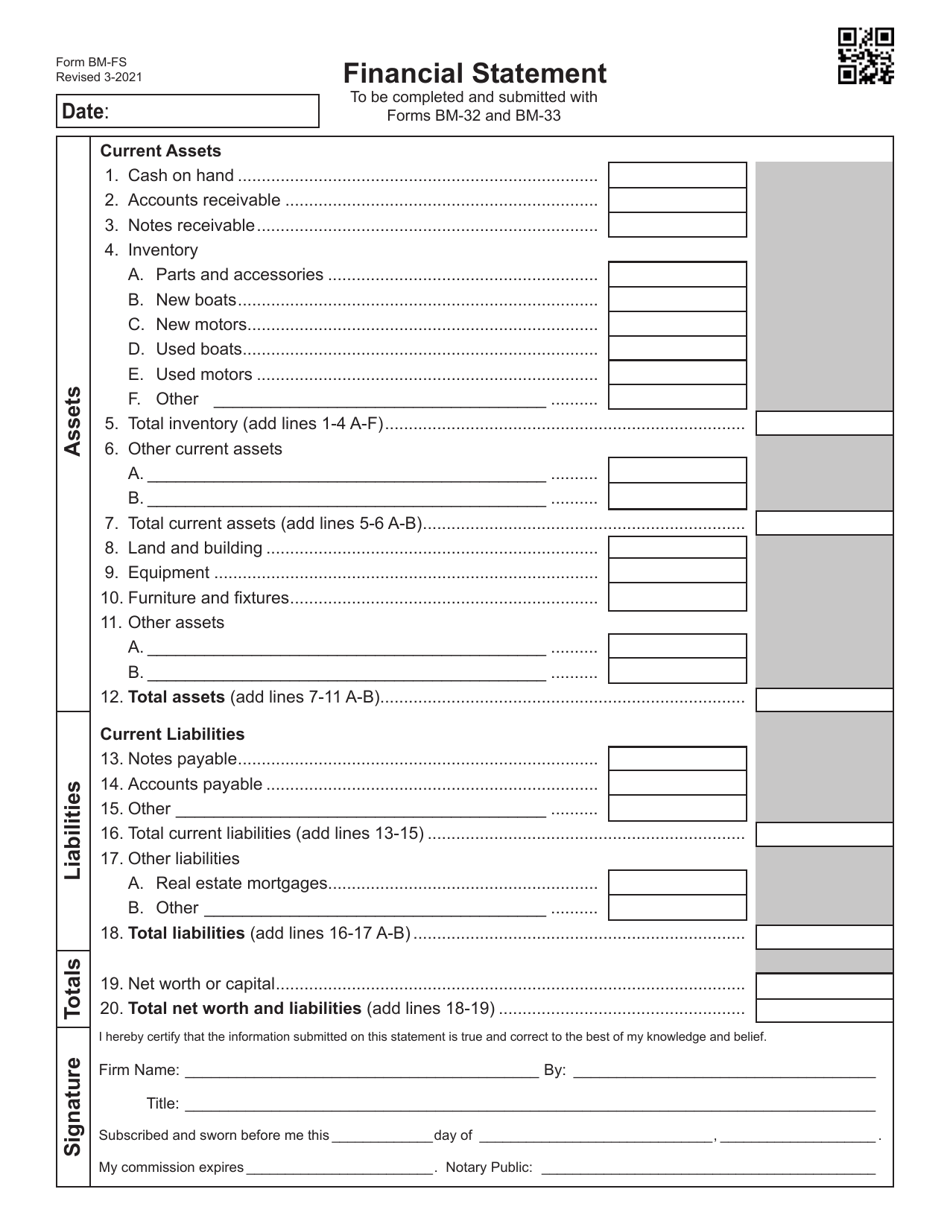 Form BM-FS - Fill Out, Sign Online and Download Fillable PDF, Oklahoma ...