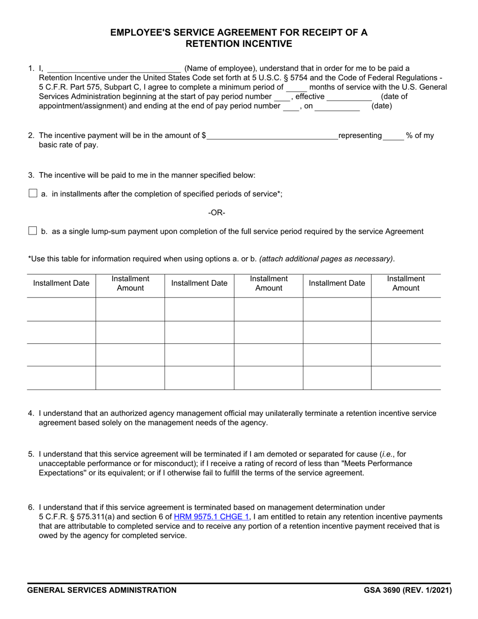 GSA Form 3690 Download Fillable PDF or Fill Online Employee's Service ...