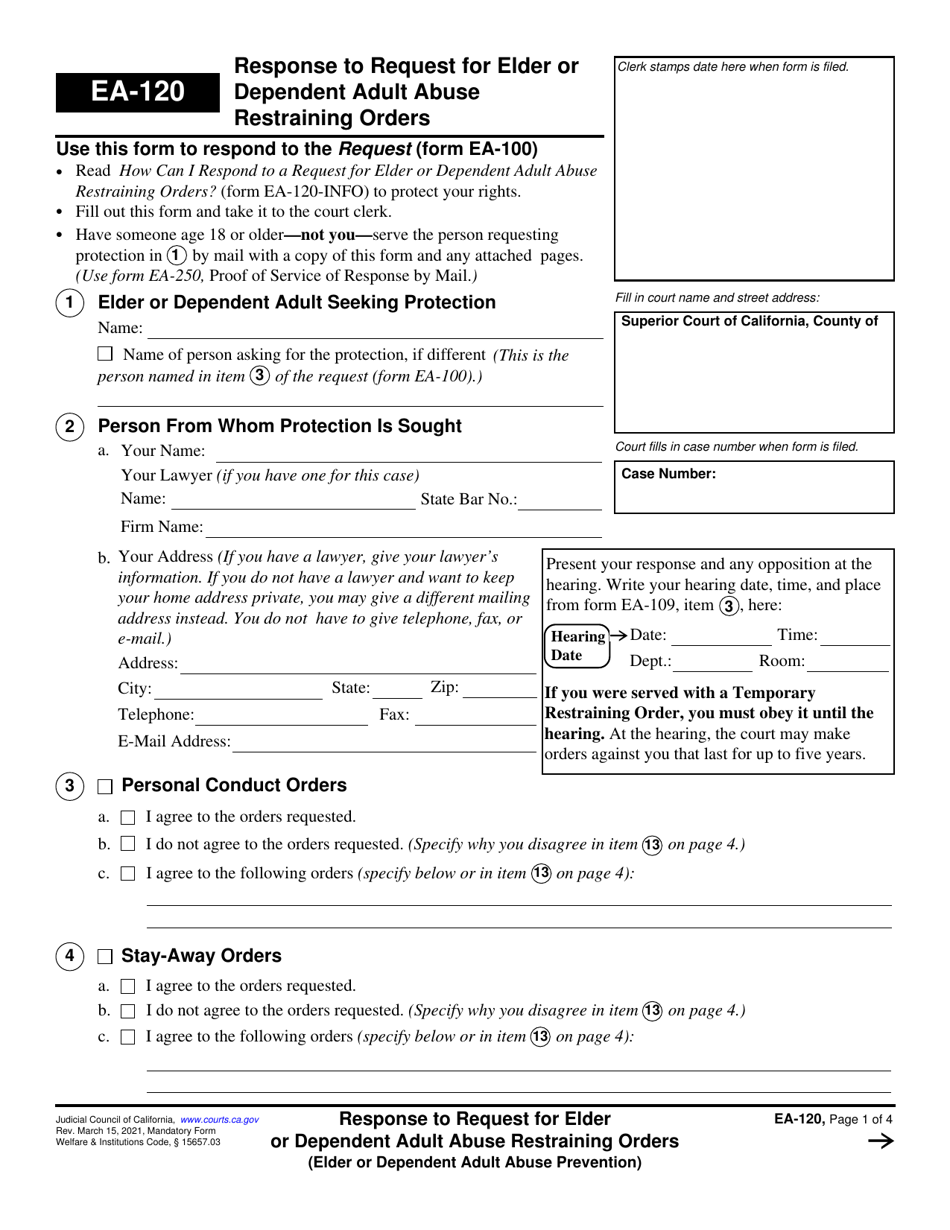 Form EA-120 - Fill Out, Sign Online and Download Fillable PDF ...