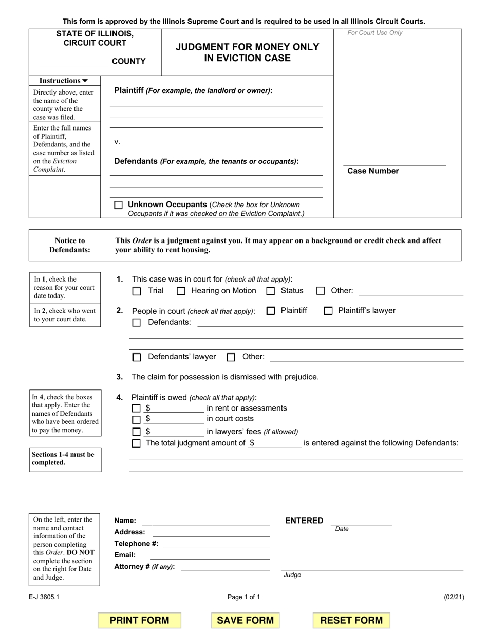 Form E-J3605.1 - Fill Out, Sign Online and Download Fillable PDF ...