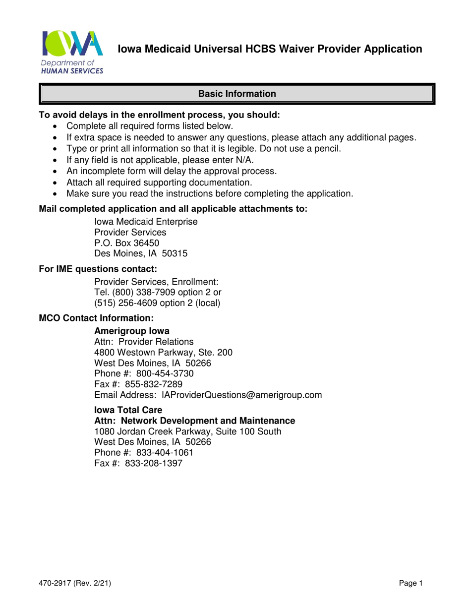 Form 470-2917 - Fill Out, Sign Online and Download Fillable PDF, Iowa ...