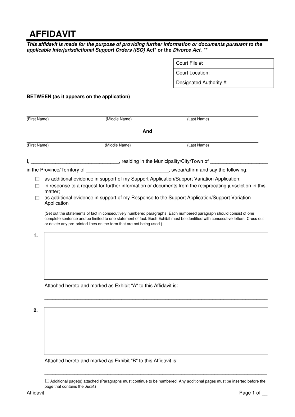 Prince Edward Island Canada Affidavit - Fill Out, Sign Online and ...