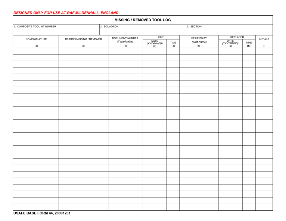 USAFE BASE Form 44 - Fill Out, Sign Online and Download Fillable PDF ...