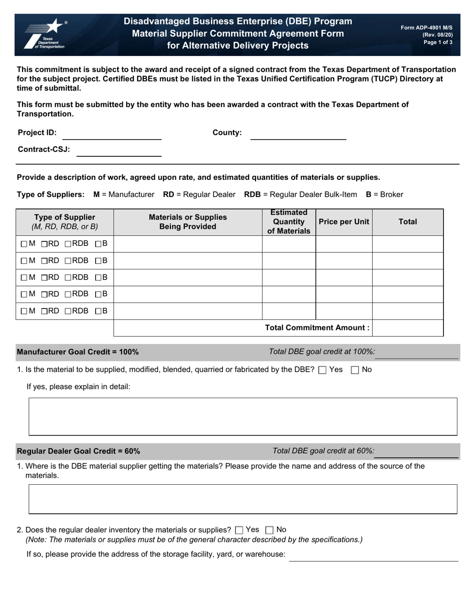 Form ADP-4901 M/S Download Fillable PDF or Fill Online Disadvantaged ...