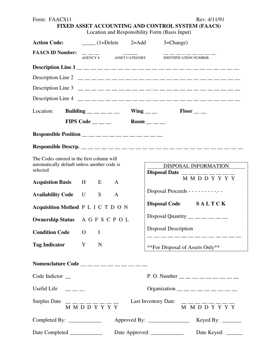Form FAACS11 - Fill Out, Sign Online and Download Printable PDF ...