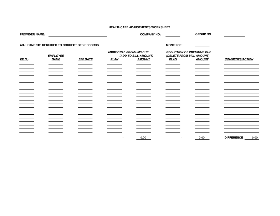 Virginia Healthcare Adjustments Worksheet - Fill Out, Sign Online and ...