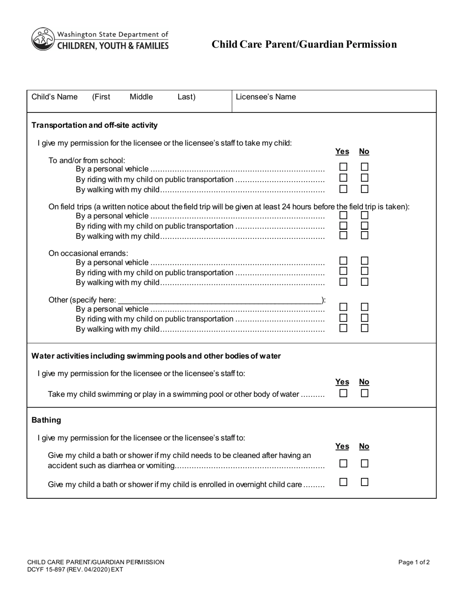 DCYF Form 15-897 - Fill Out, Sign Online and Download Fillable PDF ...