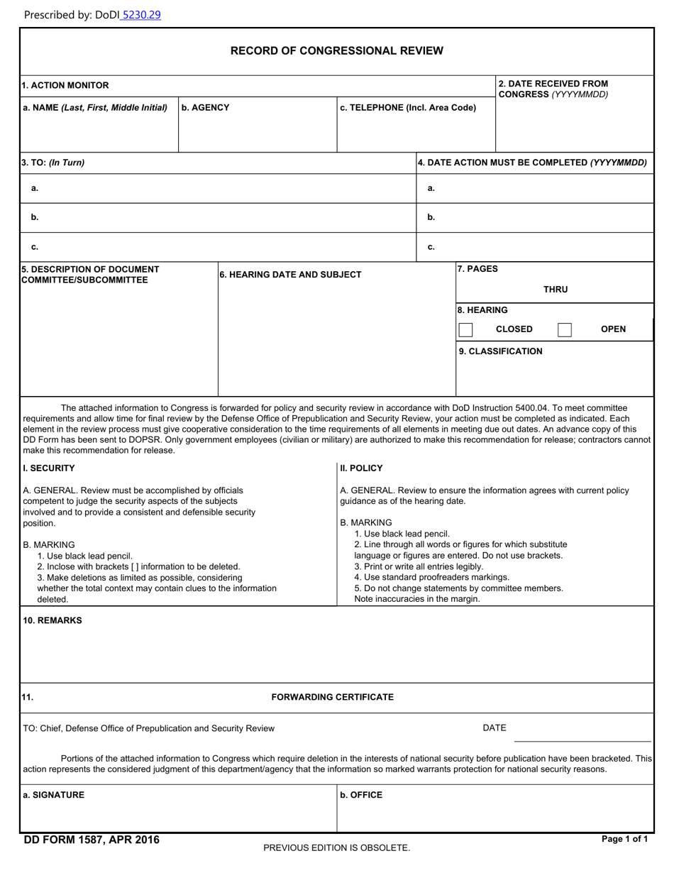 DD Form 1587 - Fill Out, Sign Online and Download Fillable PDF ...