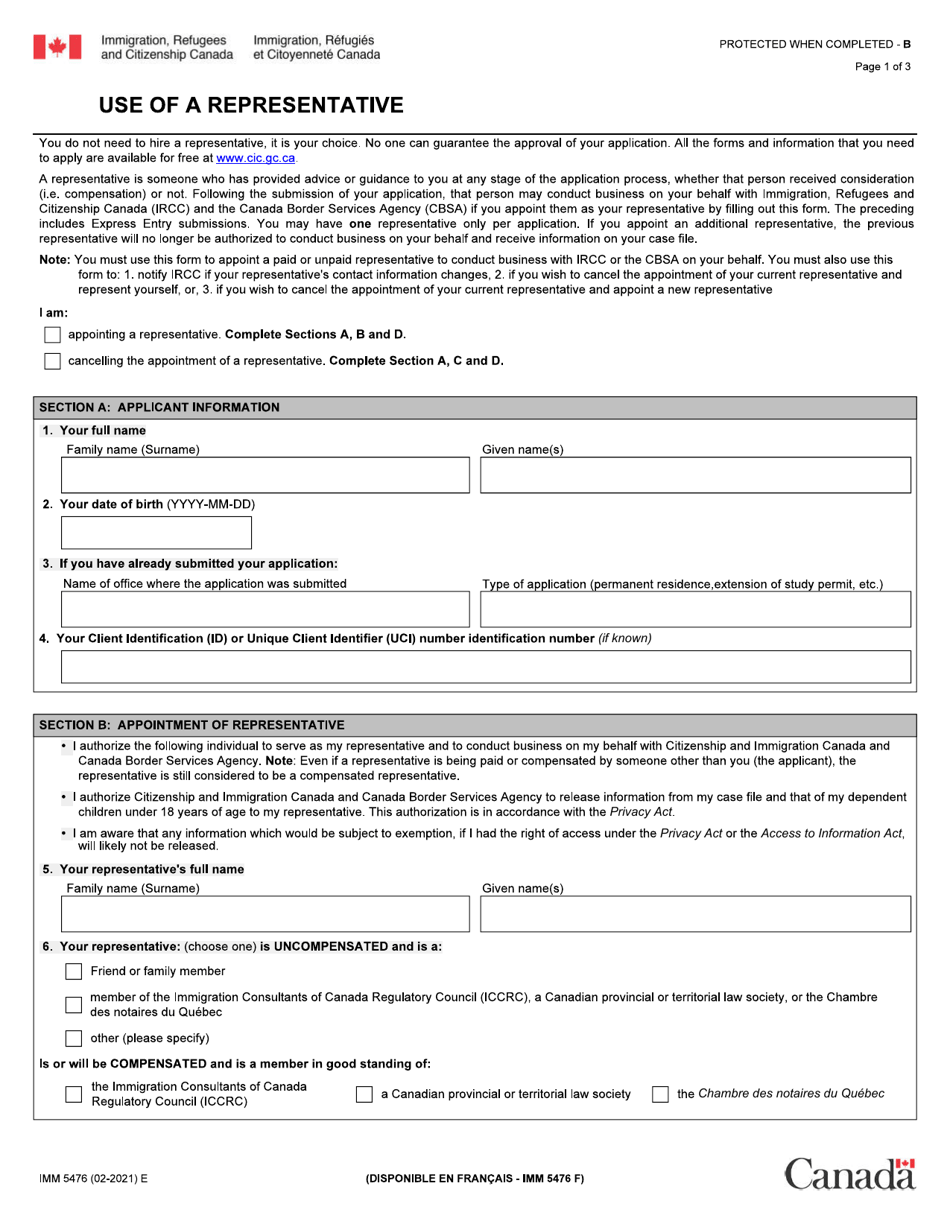 Form IMM5476 - Fill Out, Sign Online and Download Fillable PDF, Canada ...