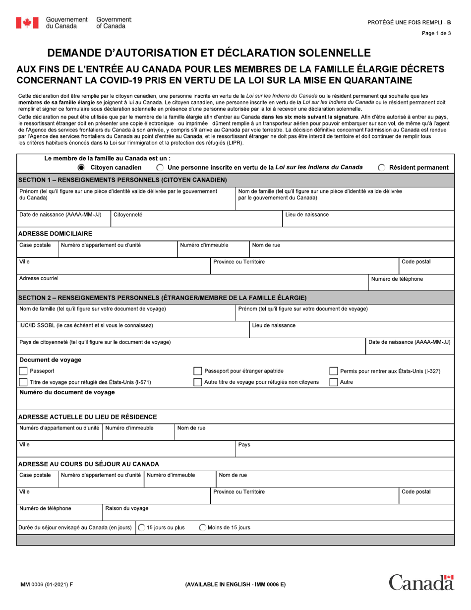 Forme IMM0006 - Fill Out, Sign Online and Download Fillable PDF, Canada ...