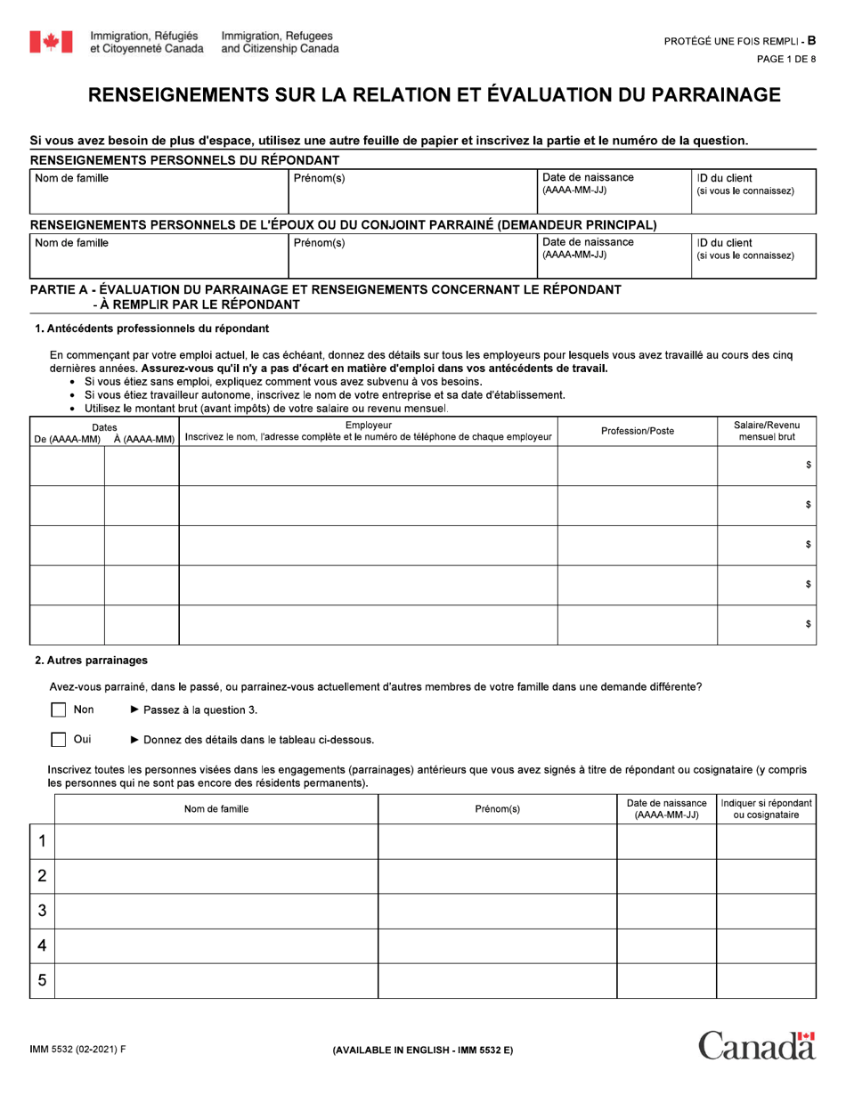 Forme IMM5532 Download Fillable PDF Renseignements Sur La Relation Et ...