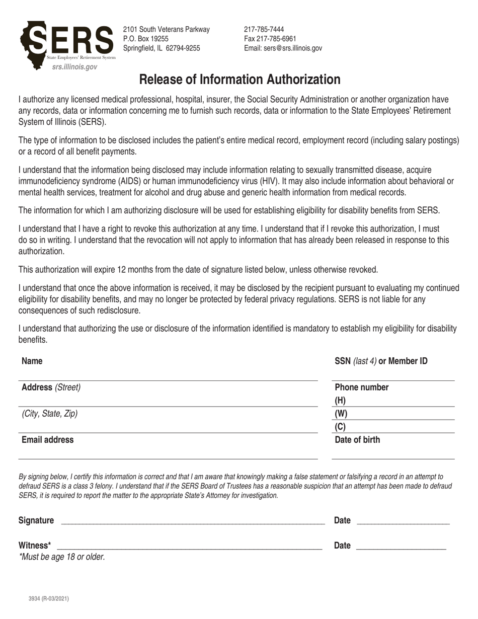 Form 3934 - Fill Out, Sign Online and Download Fillable PDF, Illinois ...