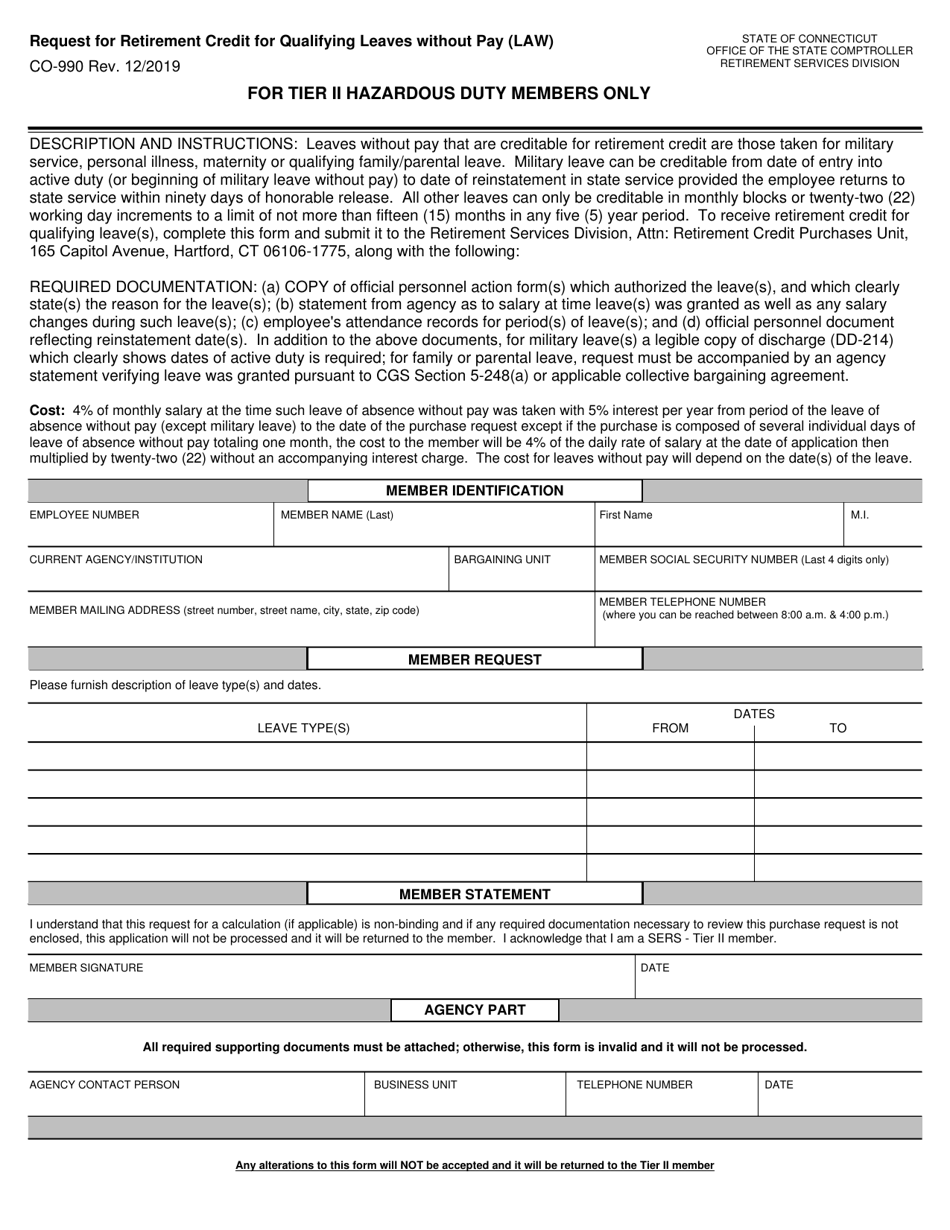 Form CO-990 - Fill Out, Sign Online and Download Fillable PDF ...